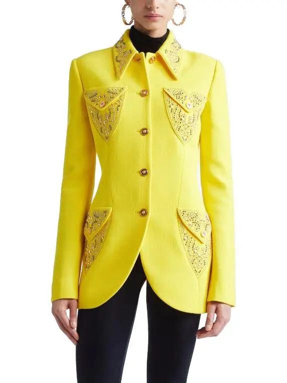 Versace Tailored Virgin Wool Crepe Jacket - Daffodil