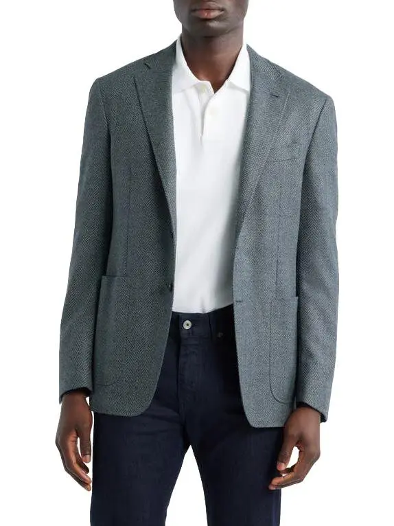 Canali Kei Trim Fit Wool Herringbone Sport Coat - Green