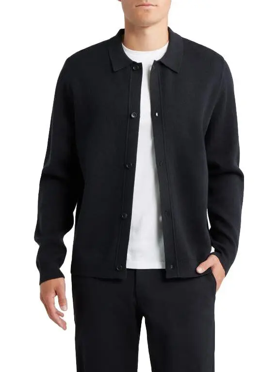 OPEN EDIT Polo Cardigan - Black Caviar