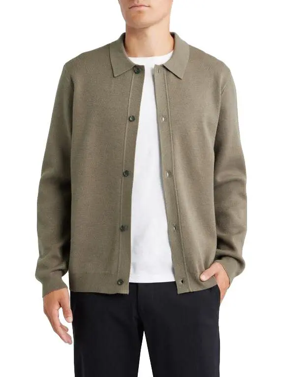 OPEN EDIT Polo Cardigan - Olive Brown