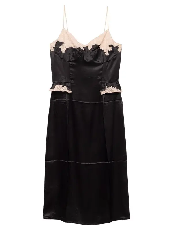 Prada Silk And Lace Dress - Black