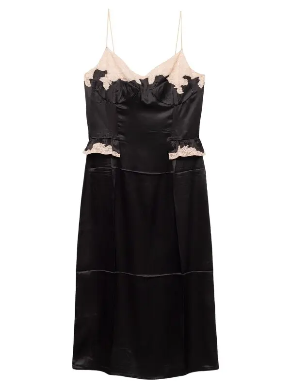 Prada Silk And Lace Dress - Black