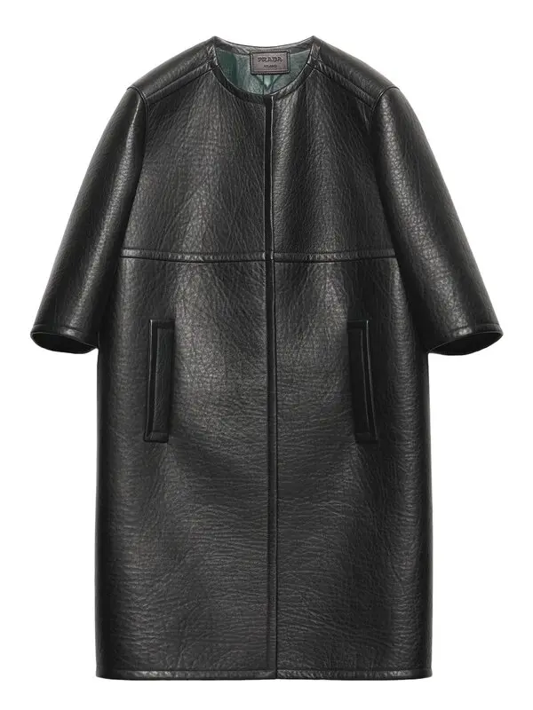 Prada Bonded Leather Coat - Black
