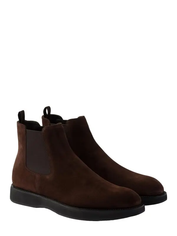 Prada Suede Chelsea Boots - Dark Brown