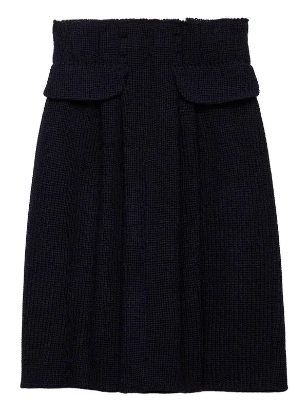 Prada Wool Knit Midi Skirt - Blue