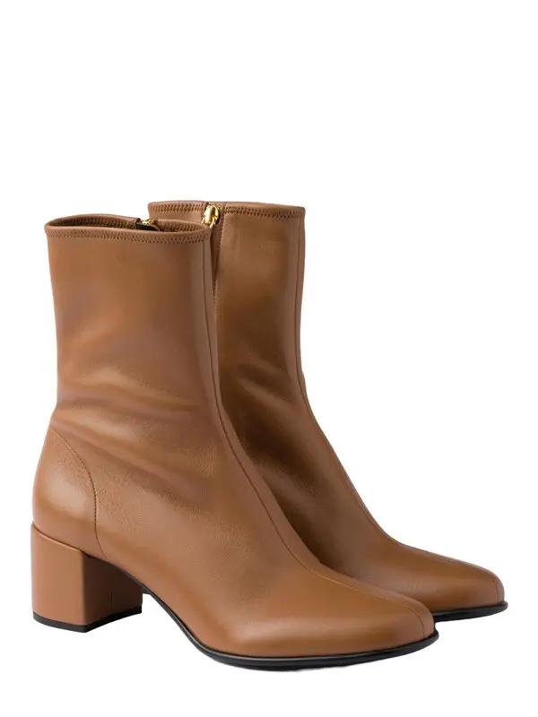 Prada Stretch Nappa Leather Booties - Caramel