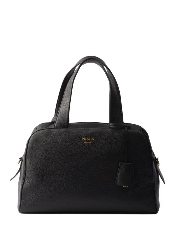Prada Large Leather Top-handle Bag - Black