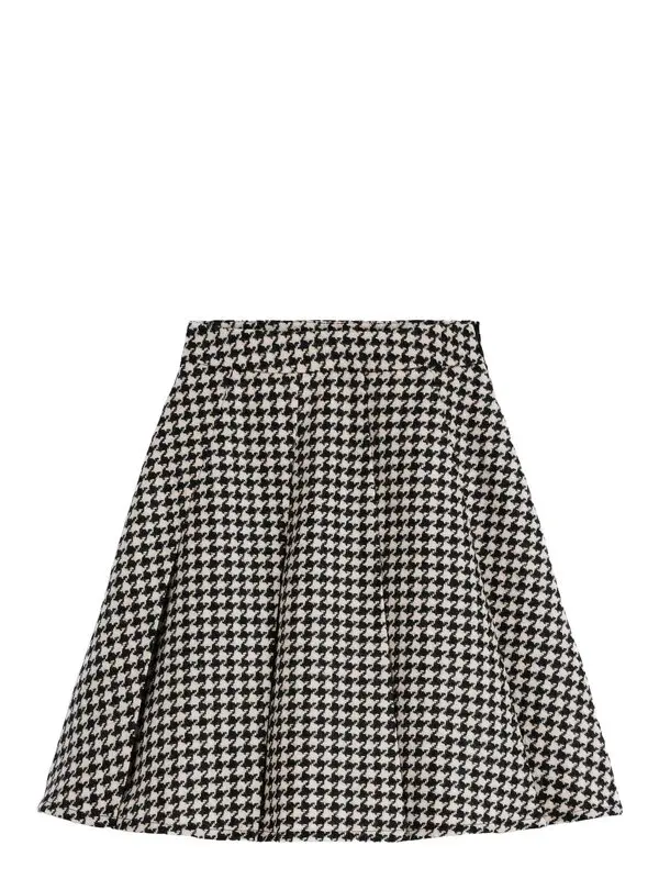 Boden Houndstooth Check Wool Skirt - Black Dogstooth
