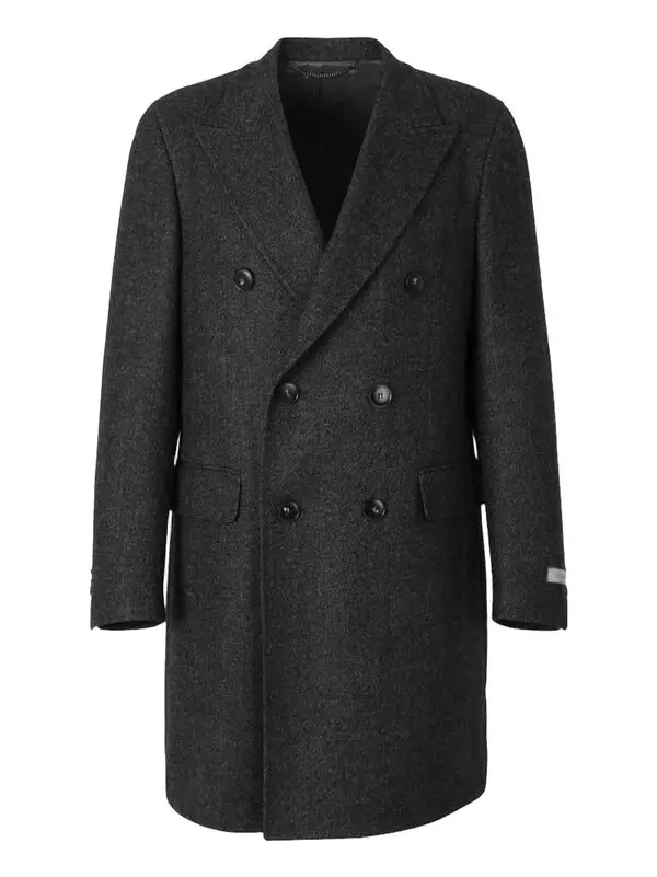 Canali Virgin Wool Double-breasted Long Coat - Antracite Grey