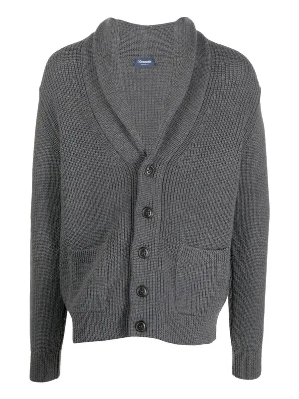 DRUMOHR Ribbed Merino Wool Cardigan - Grey