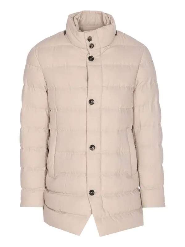 Herno Single-breasted Padded Coat - Beige