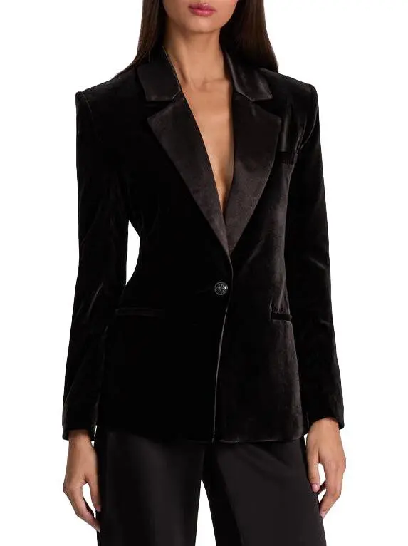 Alice + Olivia Slim-fit Velvet Blazer - Black