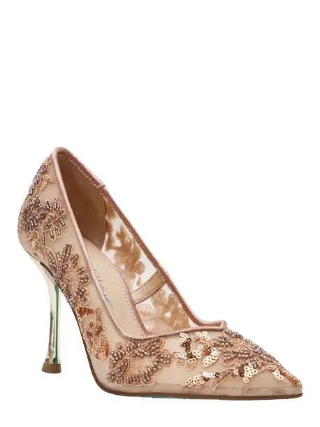 Betsey Johnson Jenii Sequin Mesh Pumps - Beige