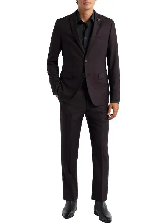 John Varvatos Varick Slim Fit Slub Wool Suit - Burgundy