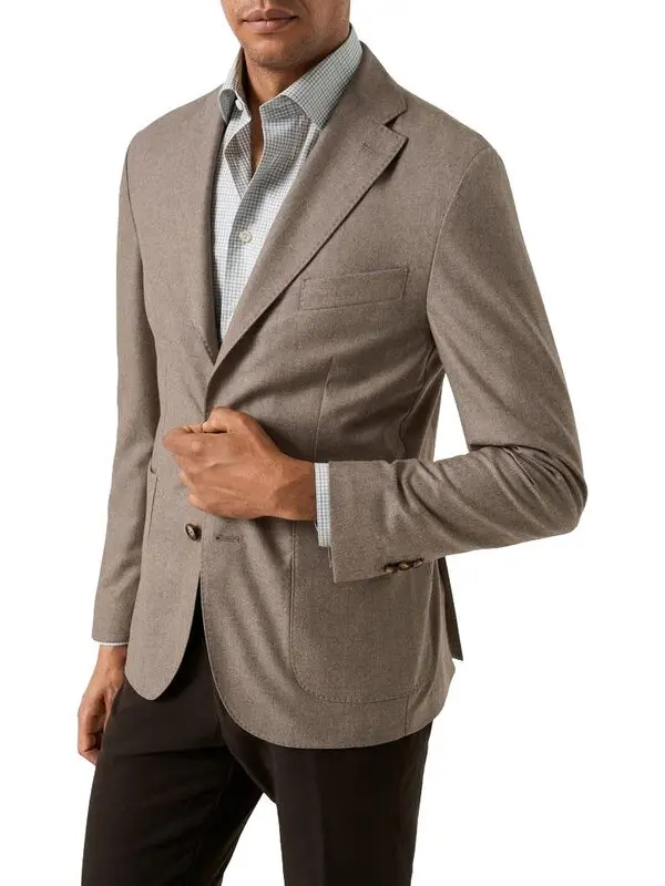 Eton Wool Flannel Sport Coat - Light Beige