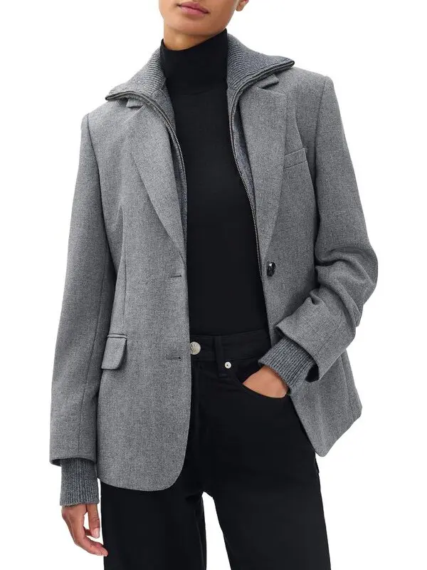 Rag & Bone Frank Mixed Media Blazer - Grey