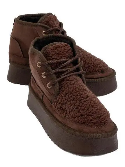 PROLOGUE SHOES Tyson Lace-up Boots - Brown Suede Faux Leather
