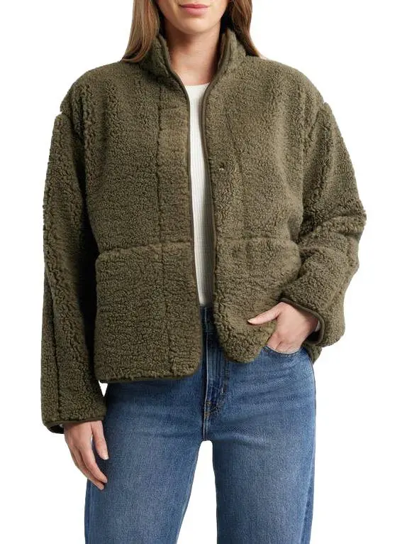 Caslon Faux Shearling Jacket - Olive Sarma