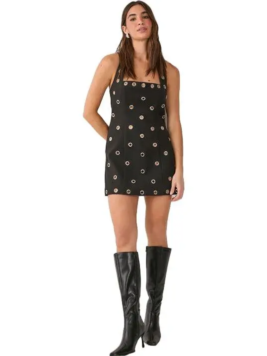 Nasty Gal Eyelet Tailored Halterneck Mini Dress - Black