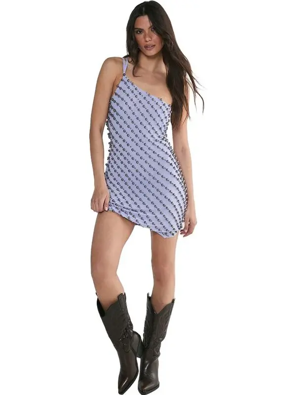 Nasty Gal Studded One-shoulder Mini Dress - Lilac
