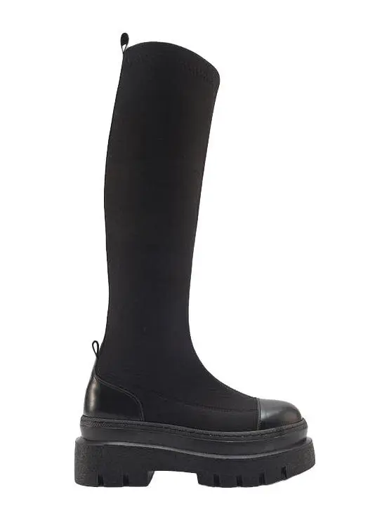 PROLOGUE SHOES Celine Scuba Boot - Black Faux Leather