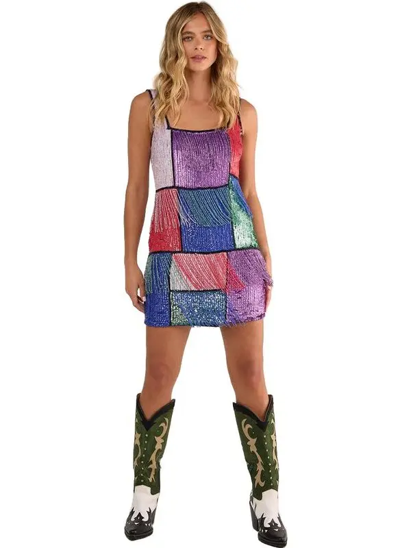 Nasty Gal Sequin Tasseled Mini Dress - Multi