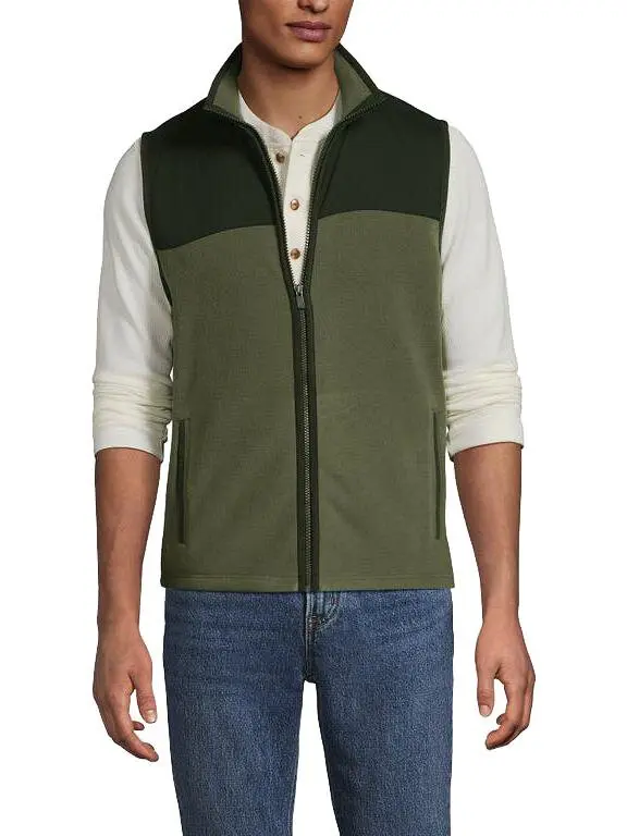 LANDS' END Raindefense Fleece Vest - River Stone Green