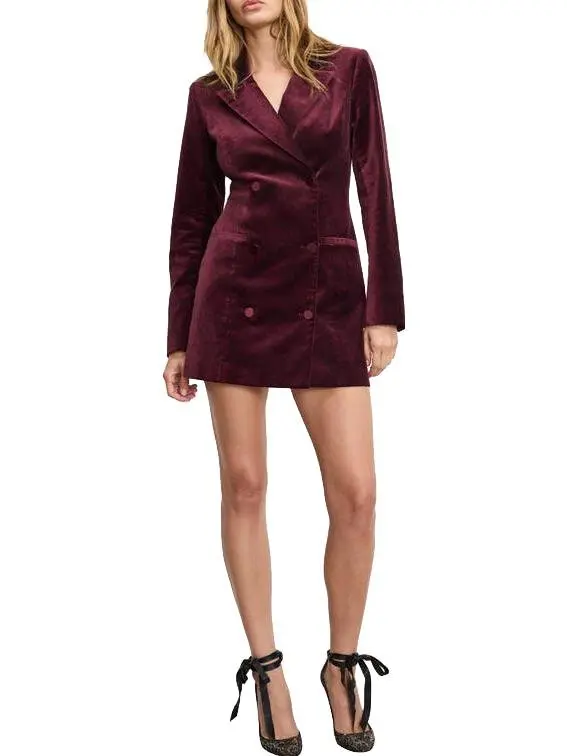 Good American Exec Velvet Blazer Mini Dress - Fig