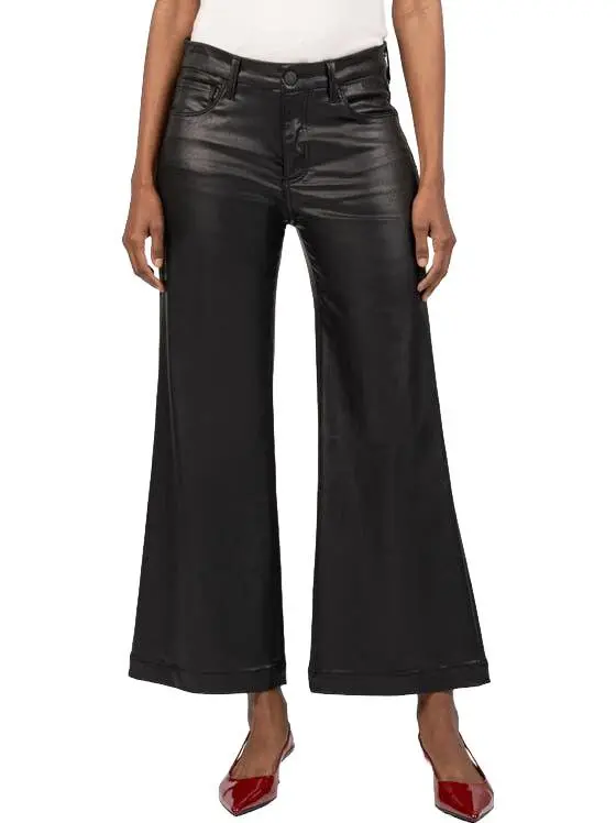 Kut From The Kloth Meg Coated High-waist Wide-leg Jeans - Black Jm