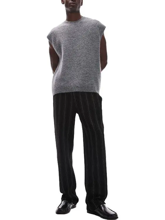Topman Striped Cotton-blend Straight-leg Pants - Black