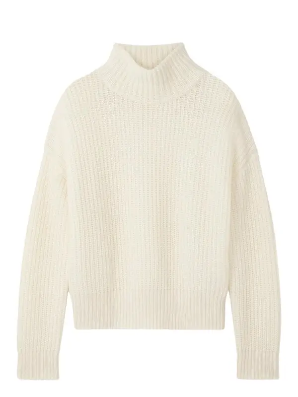LISA YANG Julina Ribbed Cashmere Turtleneck Sweater - Cream