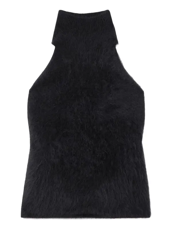 LISA YANG Leya Brushed-cashmere Turtleneck Tank - Black