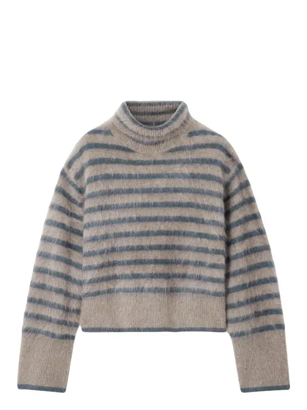 LISA YANG Floren Striped Brushed-cashmere Turtleneck Sweater - Metallic