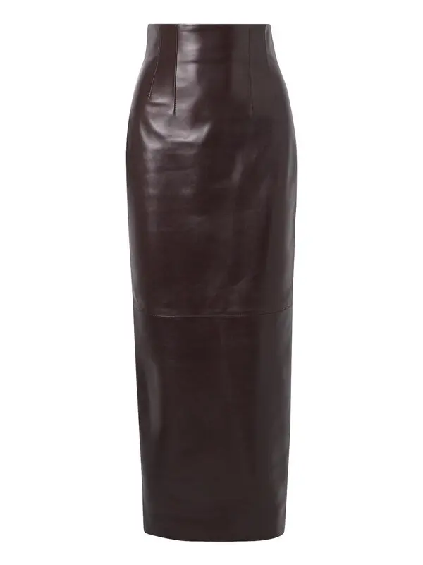 Khaite Loxley Leather Maxi Skirt - Brown