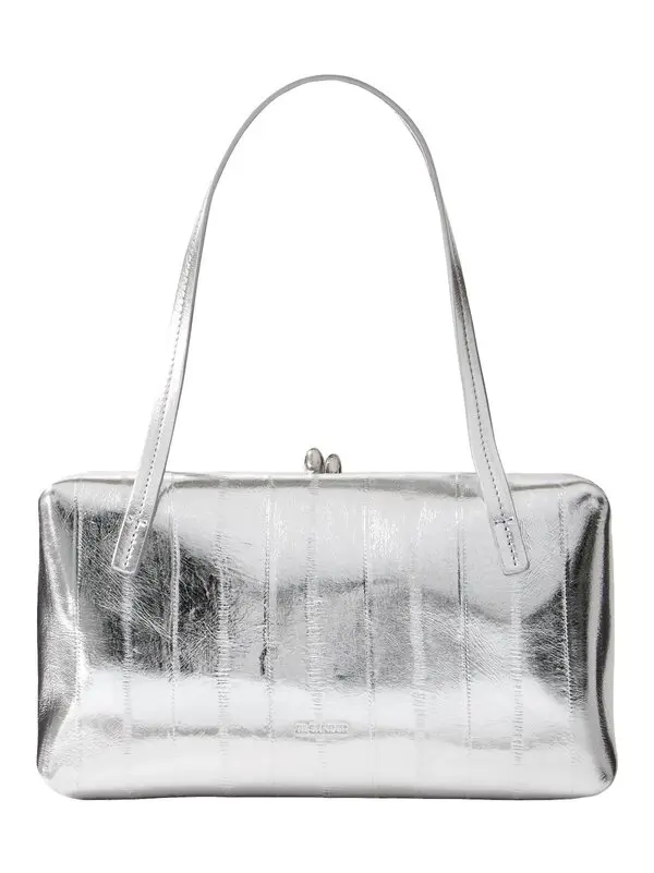 JIL SANDER Goji Pillow Metallic Crinkled-leather Shoulder Bag - Silver
