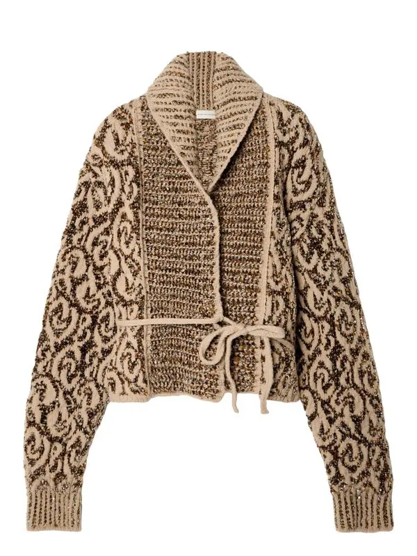 Dries Van Noten Jacquard-knit Wool-blend Cardigan - Neutrals