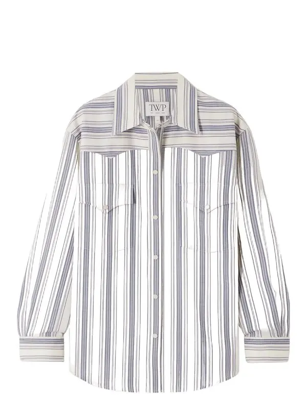 TWP Dutton Striped Twill Shirt - Blue
