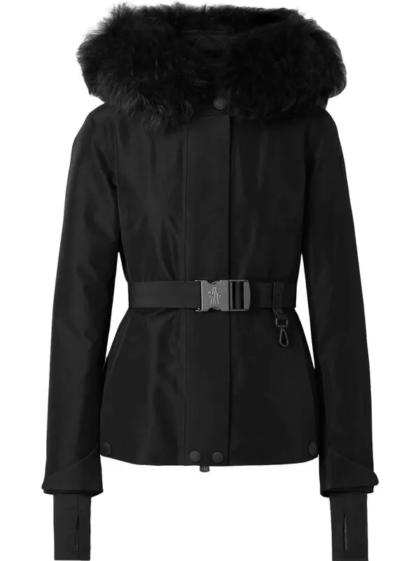 Moncler Laplance Shearling-trimmed Belted Gore-tex Down Jacket - Black