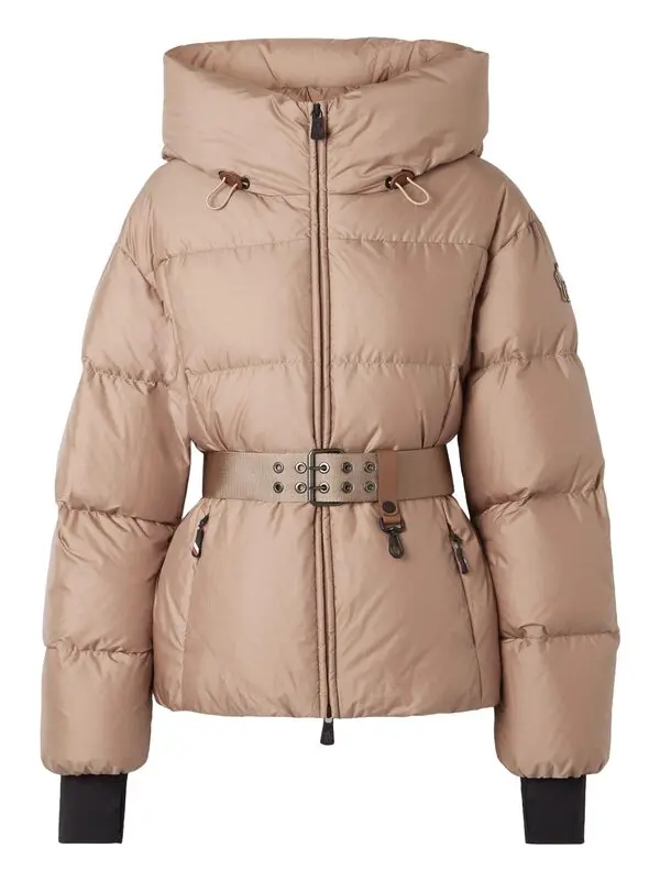 Moncler Nisene Hooded Belted Quilted Down Ski Jacket - Rose Gold