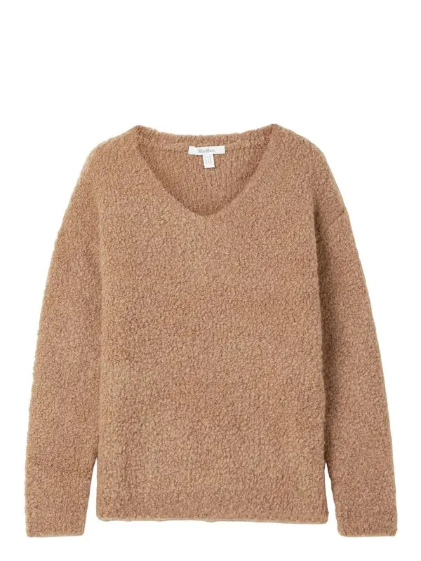 Max Mara Camel Hair And Silk-blend Bouclé Sweater - Brown