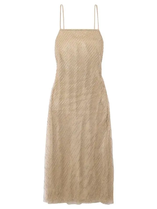 Ralph Lauren Donnely Crystal-embellished Tulle Midi Dress - Brown