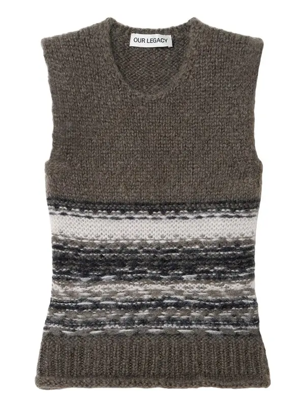Our Legacy Pleaser Striped Mohair And Wool-blend Tank - Green