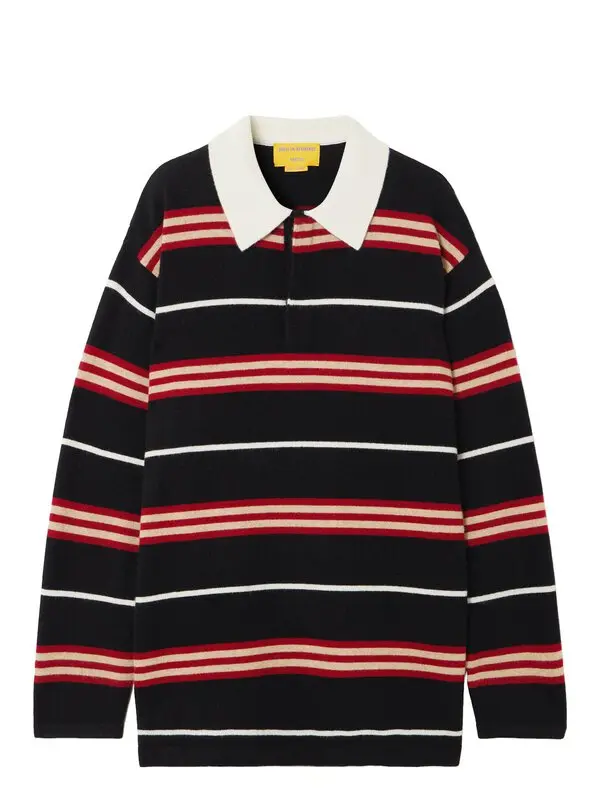 Guest In Residence Oversized Striped Cashmere Polo Sweater - Multi
