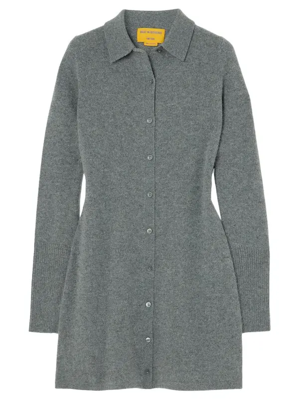 Guest In Residence Showtime Cashmere Mini Shirt Dress - Gray