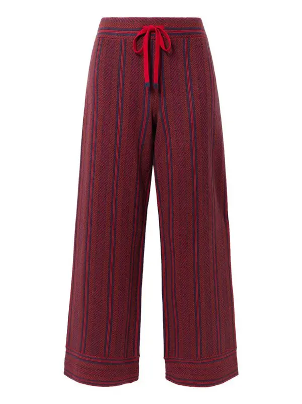 Guest In Residence Striped Cashmere Wide-leg Sweatpants - Red