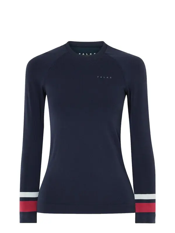 Falke Maximum Warm Striped Jersey Base Layer - Blue