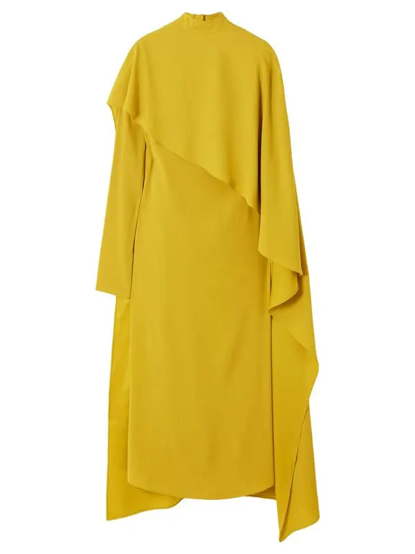 TALLER MARMO Carrington Cape-effect Crepe Midi Dress - Yellow