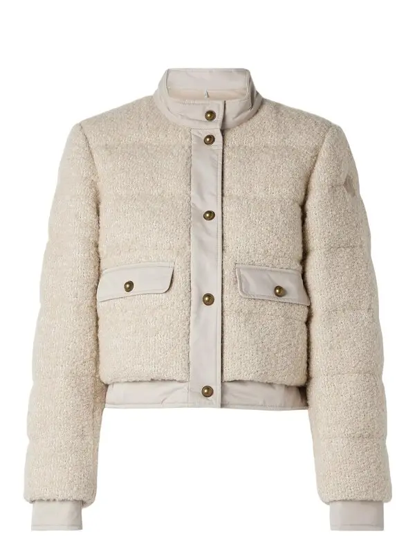 Moncler Blandy Cropped Bouclé Down Jacket - Cream