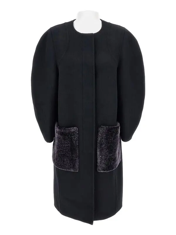 Fendi Double Wool Overcoat - Black