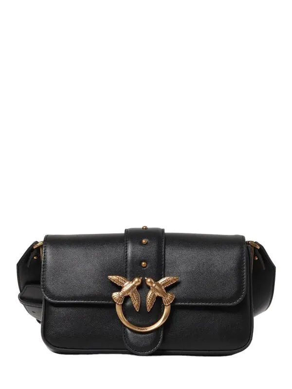 Pinko Leather Mini Bag With Bird Clasp - Black 1